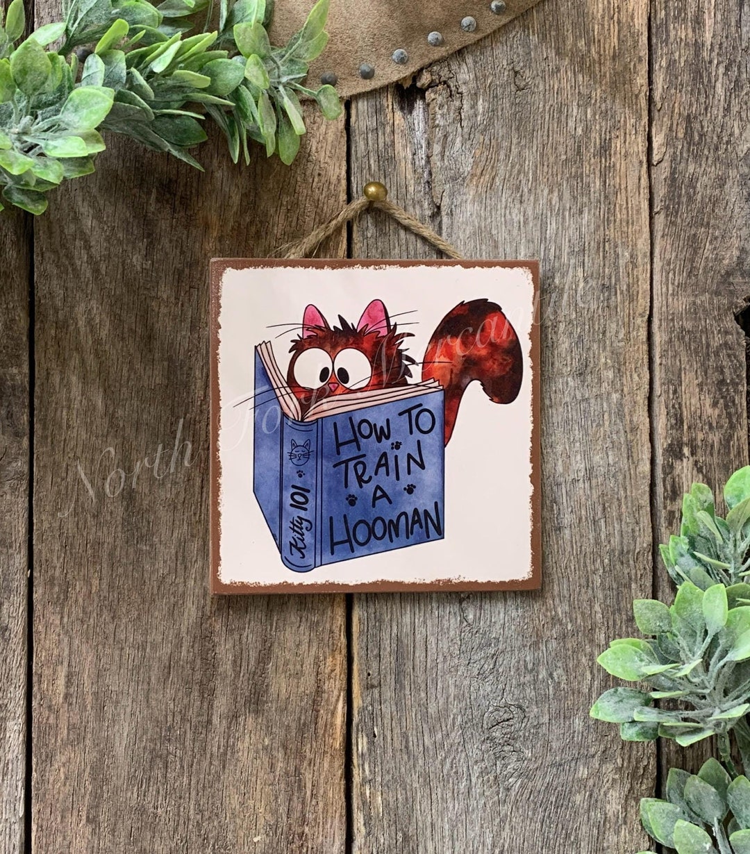 How to Train A Hooman, Funny Cat Sign, Cat Sign, Cat Decor, Cat Lover ...