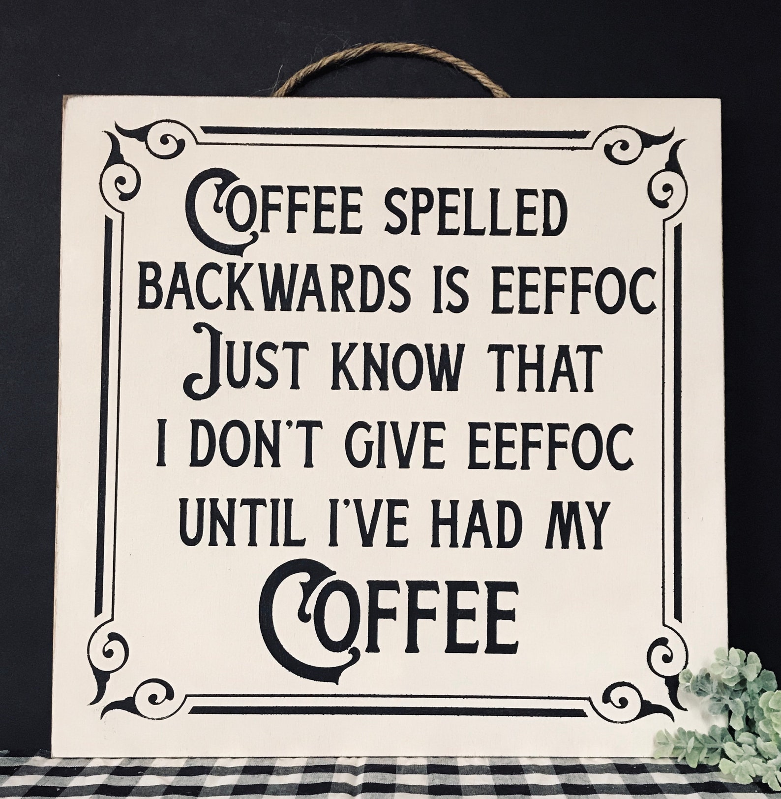 Coffee Spelled Backwards is Eeffoc Coffee Sign Coffee Bar | Etsy