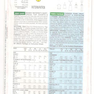 Butterick 4512 Sewing Pattern, Misse' Maternity Shirt, Dress, Top ...