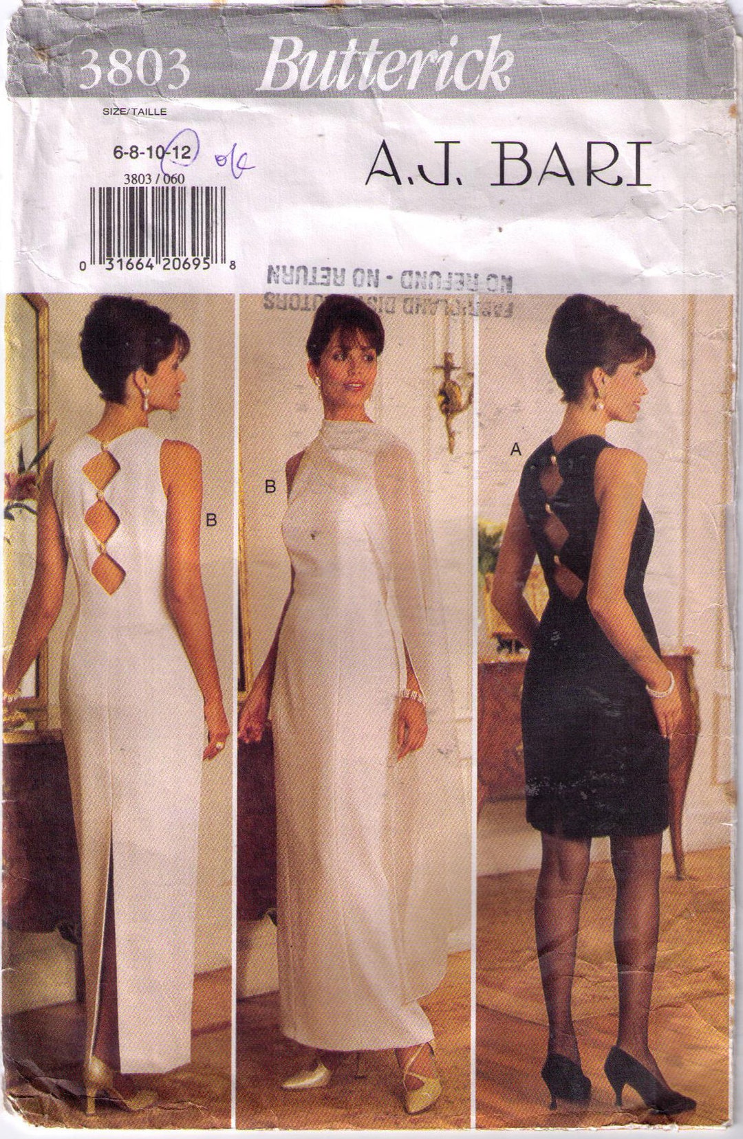 Butterick 3803, 90s Sewing Pattern, Size 6-12 Women's Tapered Dress ...