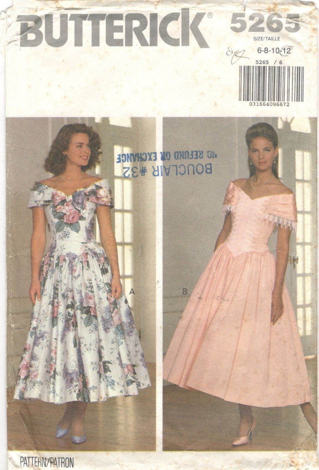 Butterick 5265, 90s Sewing Pattern, Size 6-12 Women's Fit and Flare ...