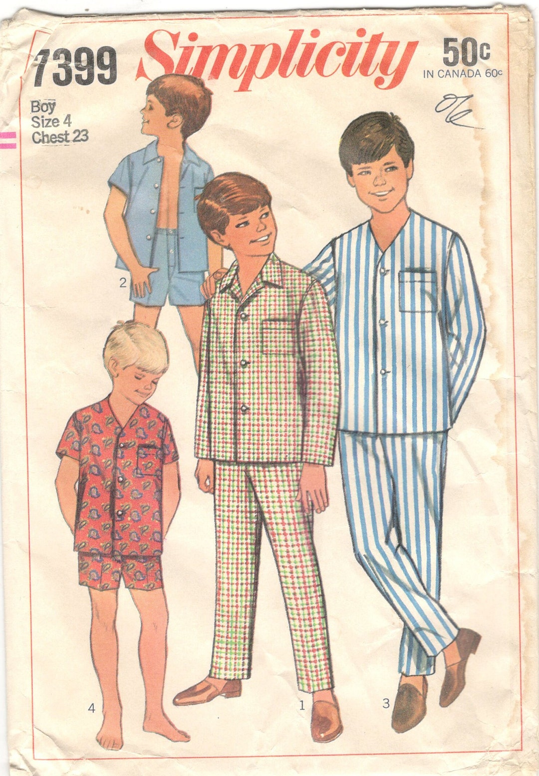 Simplicity 7399 Size reliable Boys Pajamas