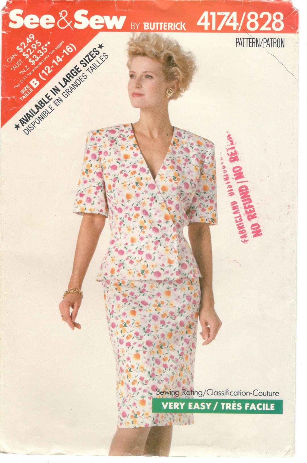 See & Sew 4174 Sewing Pattern, Misses' Skirt Jacket. Size 12-14-16 ...
