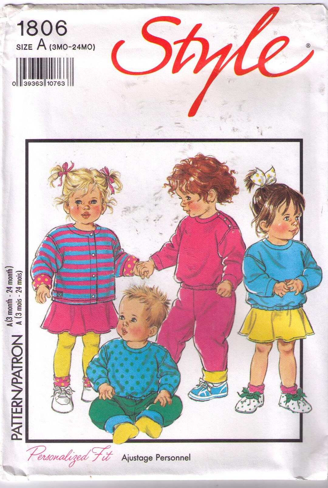Uncut Style 1806, 90s Sewing Pattern, Size 3-24 Months Bby Clothes ...