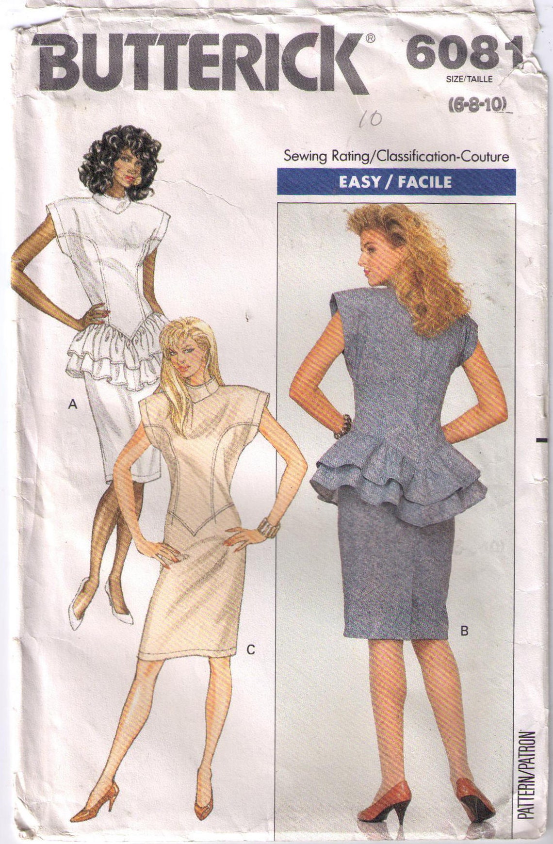 Butterick 6081 80s Sewing Pattern Size 6-10 Women's | Etsy