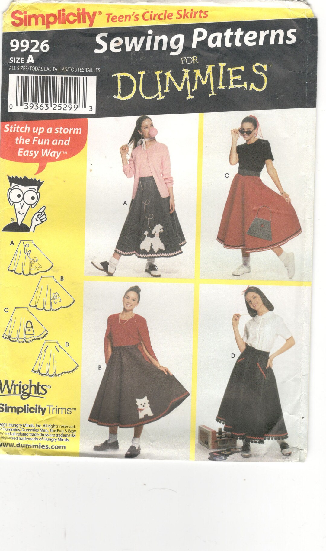 Uncut Simplicity 9926 Sewing Pattern, Teens' Circular Felt Skirt and ...