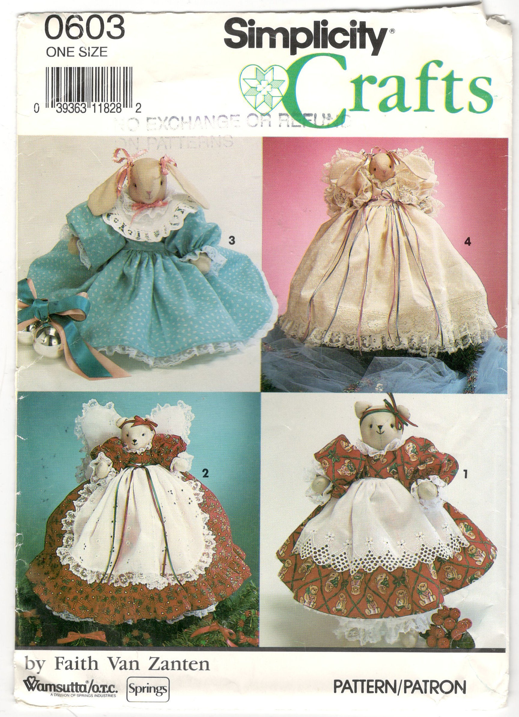 Simplicity Crafts Pattern 0603 Stuffed Rabbit and Bear by | Etsy