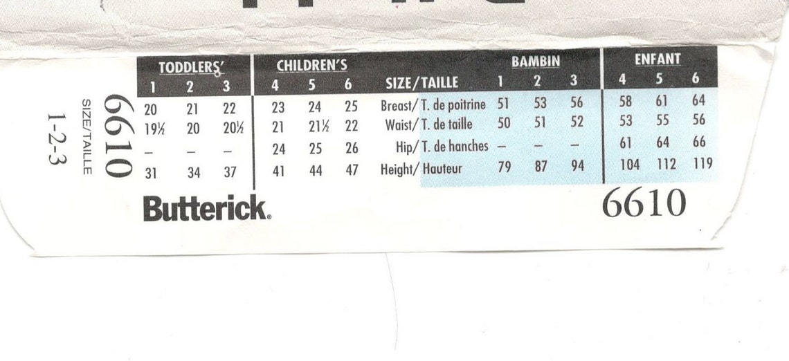 Butterick 6610 Sewing Pattern Toddler's/children's - Etsy