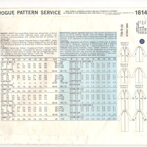 Vogue Basic Design 1714 ©1985 Misses' Coat. Size 6-8. - Etsy