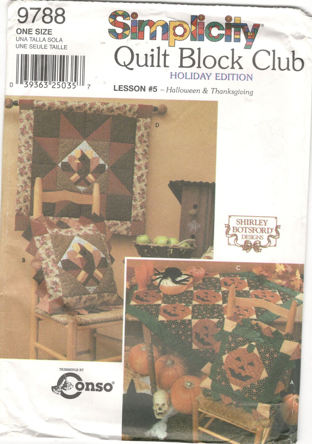 Simplicity 9788 Craft Pattern Quilt Block Club Lesson 5 Halloween and ...