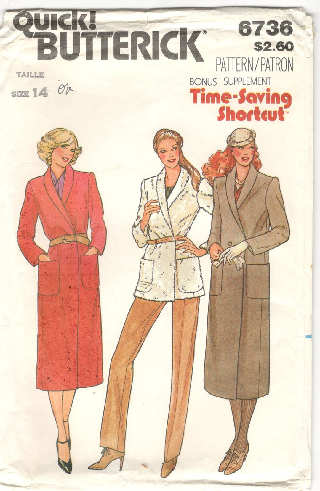 Butterick 6738 Sewing Pattern, Misses' Jacket and Coat, Size 8 or Size ...