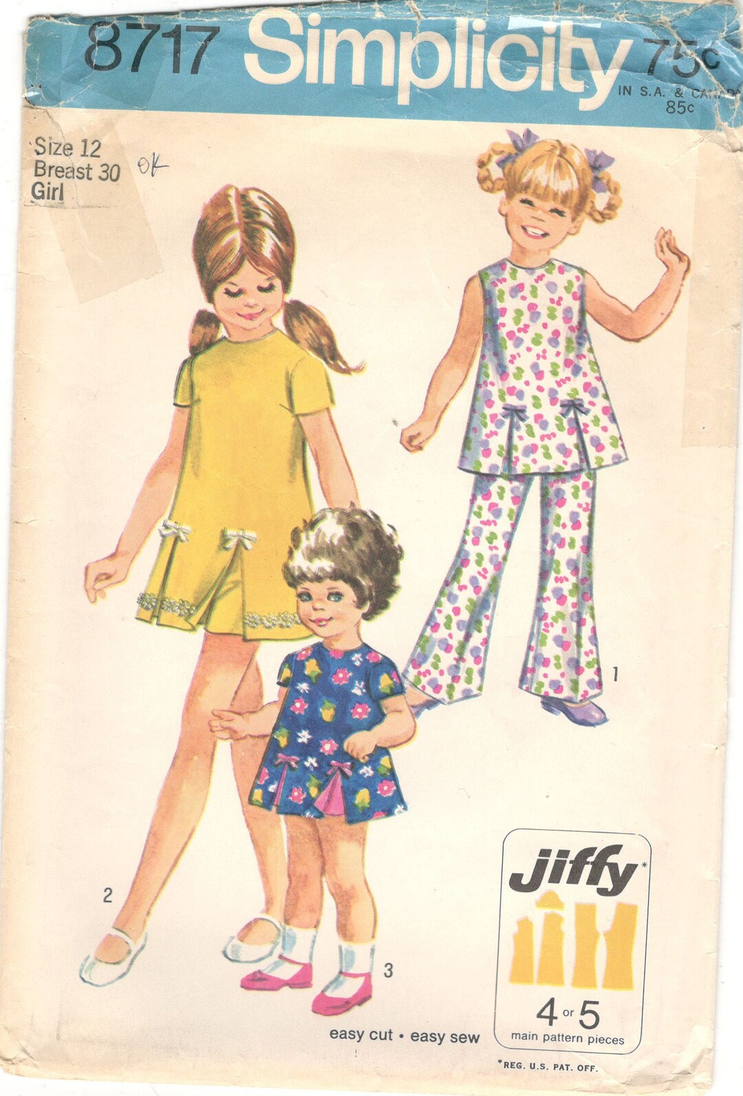 Simplicity 8717 Sewing Pattern, Simple-to-sew Child's and Girls' Jiffy ...
