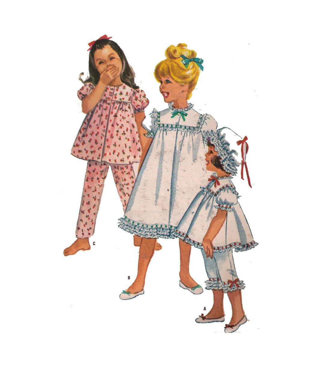 Mccall's 6123, 60s Sewing Pattern, Size 5 Girl's Pyjamas Pattern ...