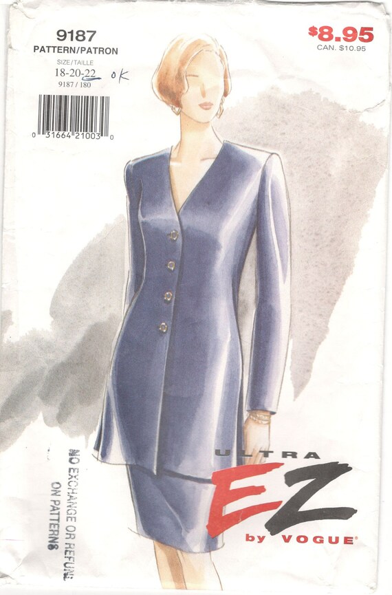 Vogue 9187 Sewing Pattern Misses' Semi-fitted Tunic and | Etsy
