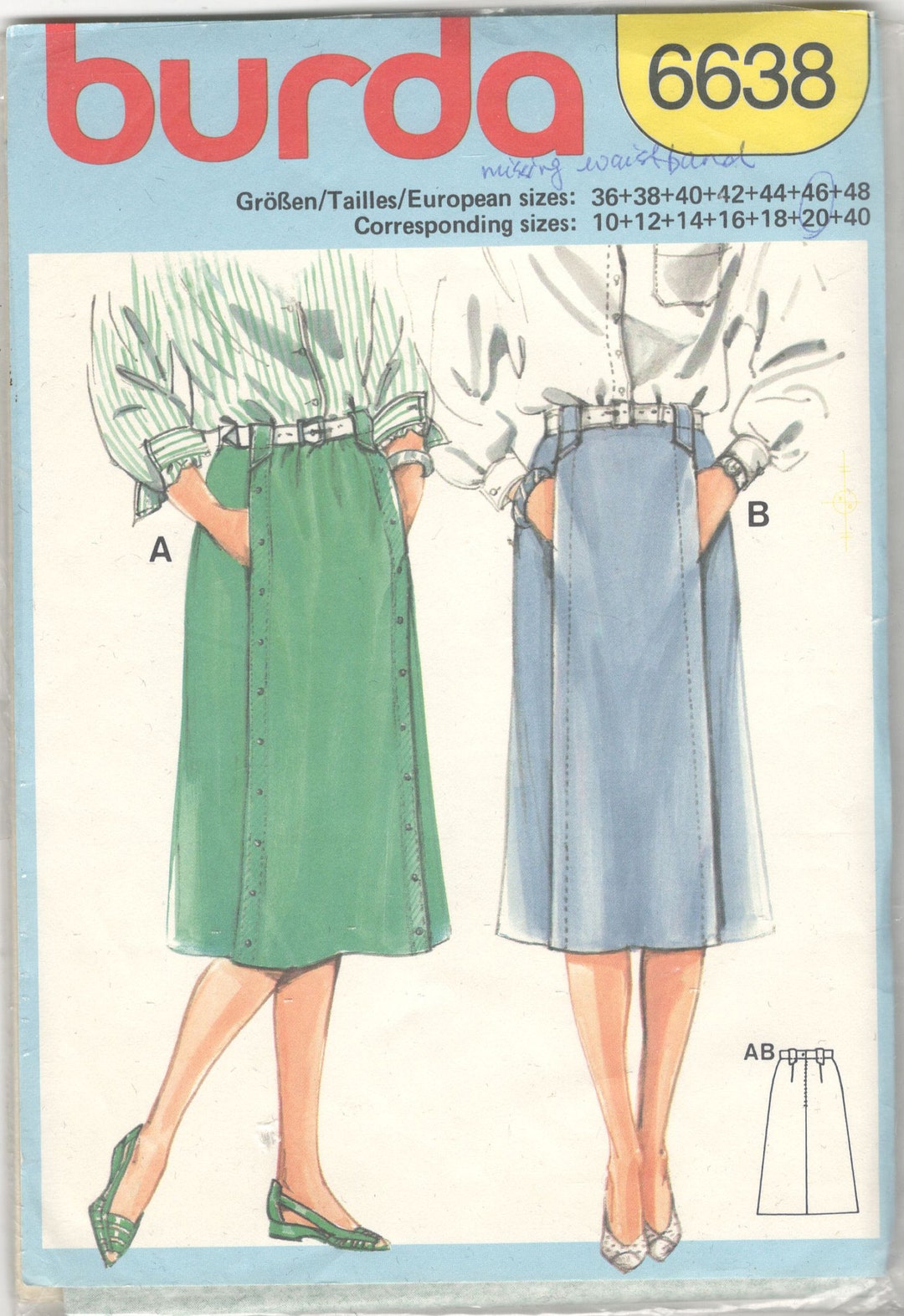 Burda 6638 Sewing Pattern, Misses' Skirt, Size 10-20. - Etsy