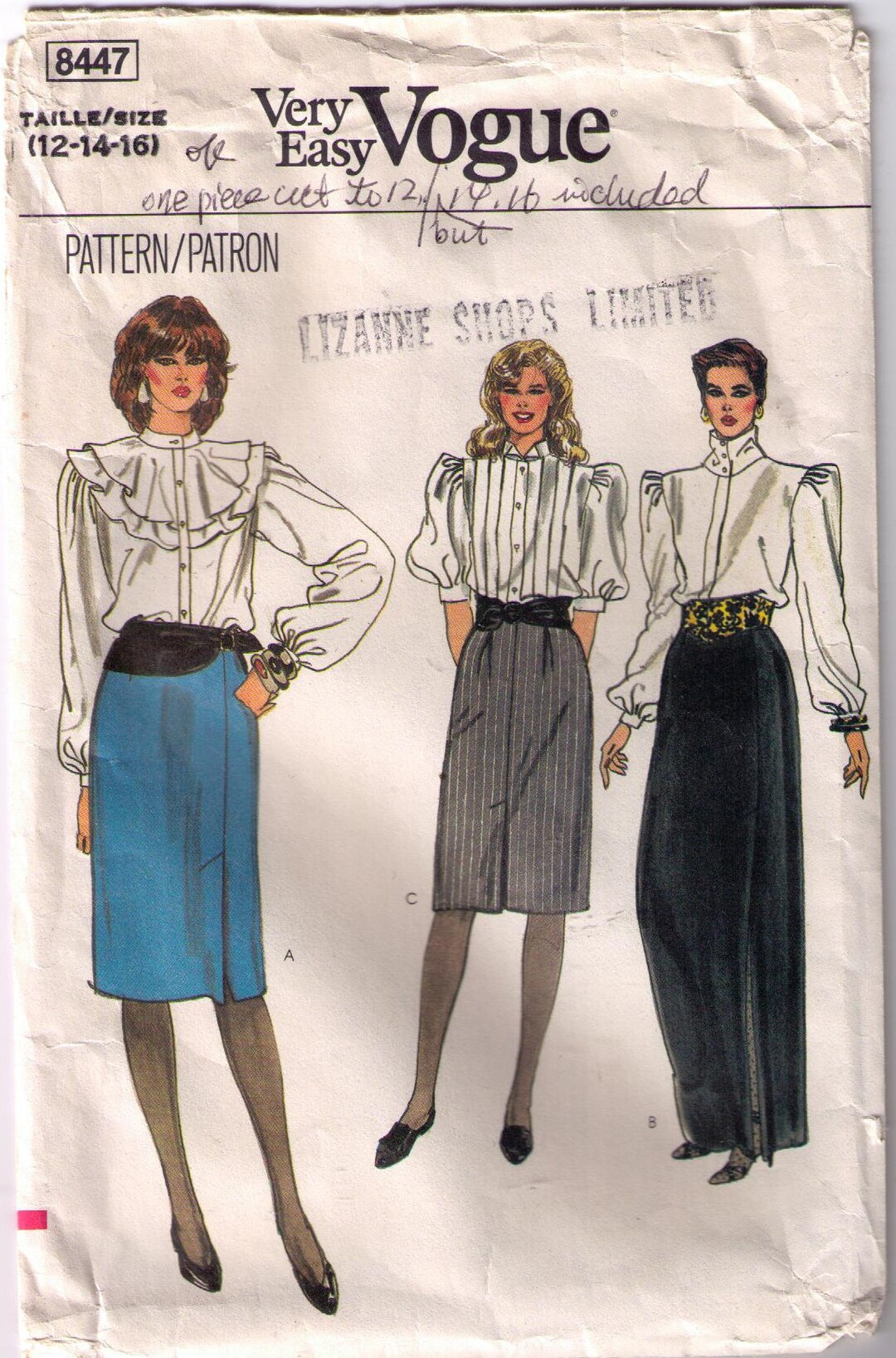 Vogue 8447 Sewing Pattern Size 12 Skirt Pattern - Etsy