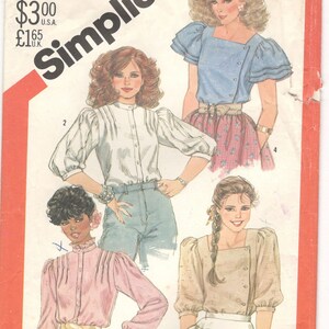 Simplicity 5599 ©1982 Misses Set of Blouses Size 8. - Etsy