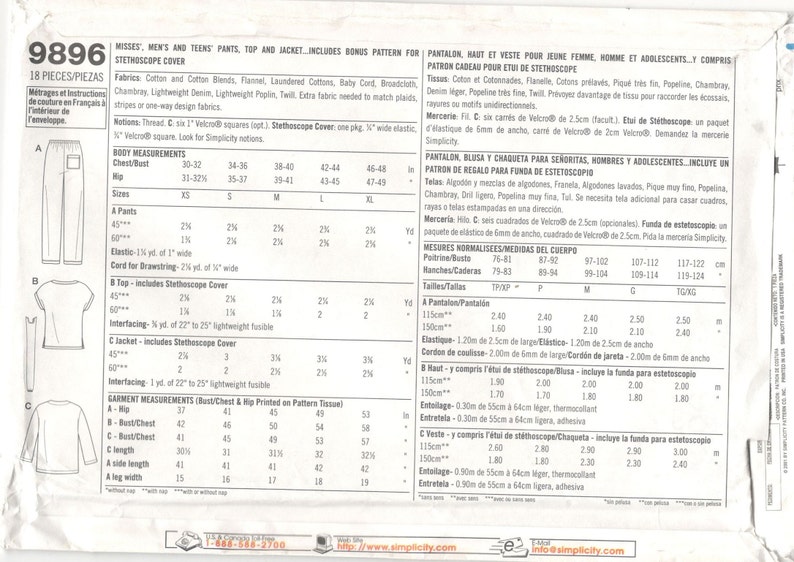 Simplicity 9896 Sewing Pattern Misses' Men's and - Etsy