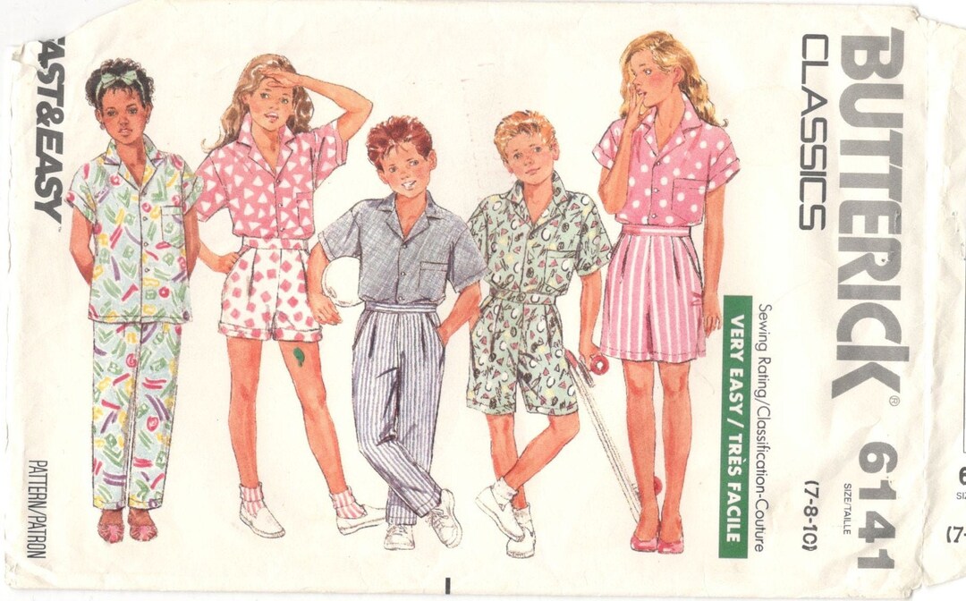 Uncut Butterick 6141, Girls and Boys Shirt, Short and Pants. Size 7-8 ...