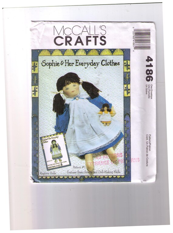 Uncut McCall's 4186 sewing pattern size 21 doll | Etsy