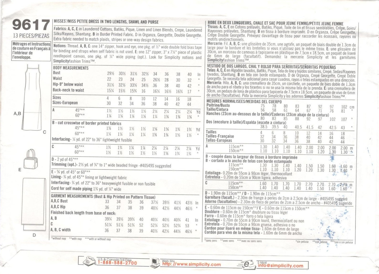 Uncut Simplicity 9617 Sewing Pattern Misses'/miss Petite | Etsy