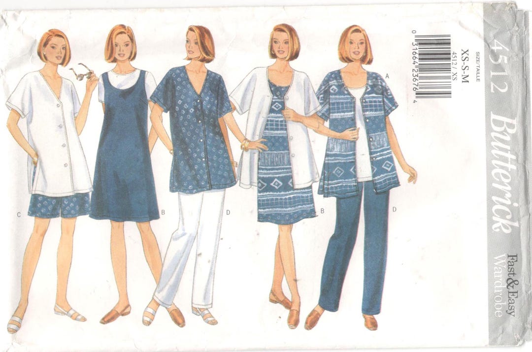 Butterick 4512 Sewing Pattern, Misse' Maternity Shirt, Dress, Top ...