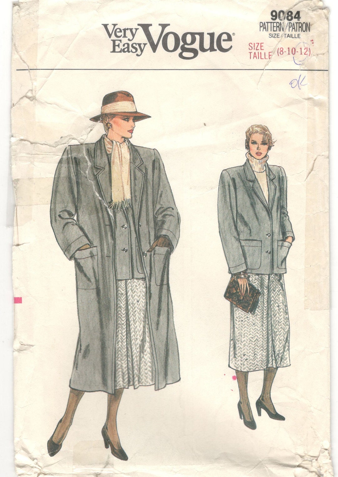 Vogue 9084 Sewing Pattern Misses' Jacket Coat and Skirt - Etsy