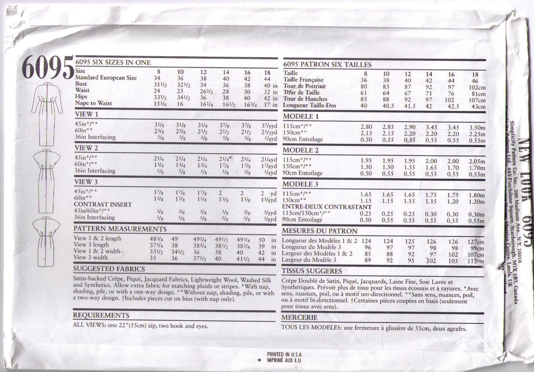 Uncut New Look 6095 Sewing Pattern Size 8-18 Women's | Etsy