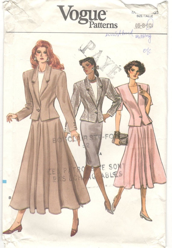 Vogue 9977 Sewing Pattern Misses' Jacket and Skirt Size | Etsy