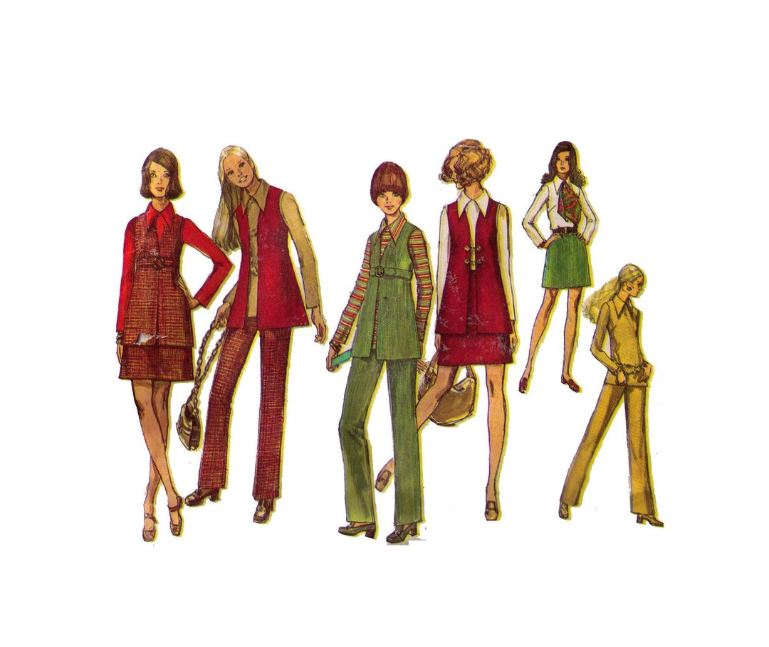 Simplicity 8924, 70s Sewing Pattern, Size 12 Bust 34 Waist 25 1/2 Women ...