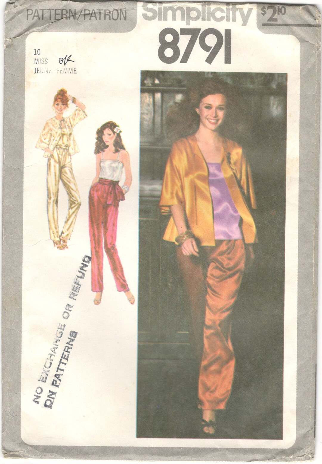 Simplicity 8791 Sewing Pattern, Misses Kimono Sleeve Jacket, Pants With ...