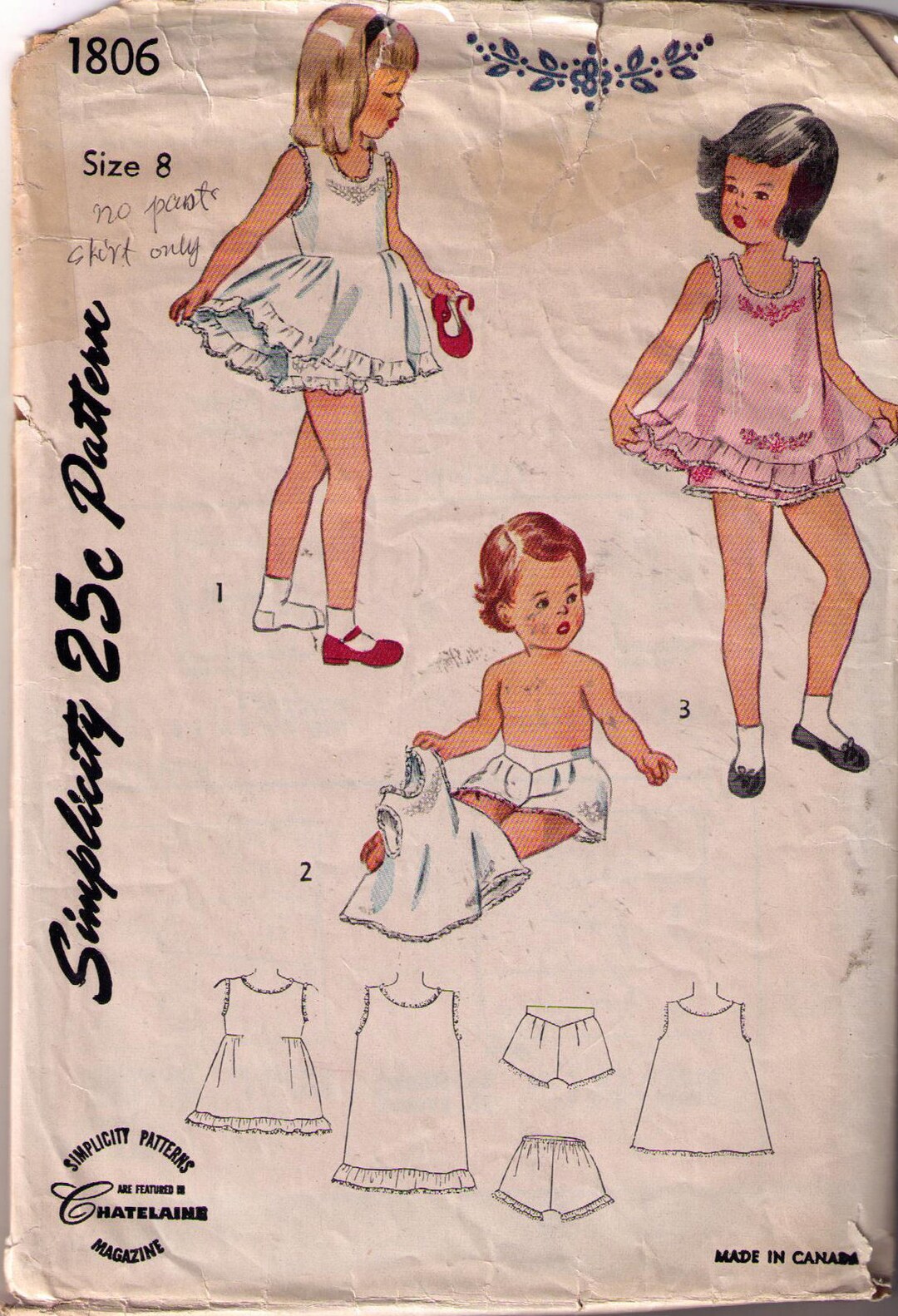 Simplicity 1806, Sewing Pattern, Size 8 Girl's Shift Dress, Ruffles A ...