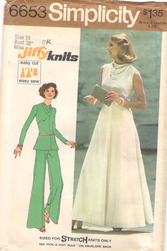 Simplicity 6653 Sewing Pattern Misses Jiffy Knit Dress or Top - Etsy