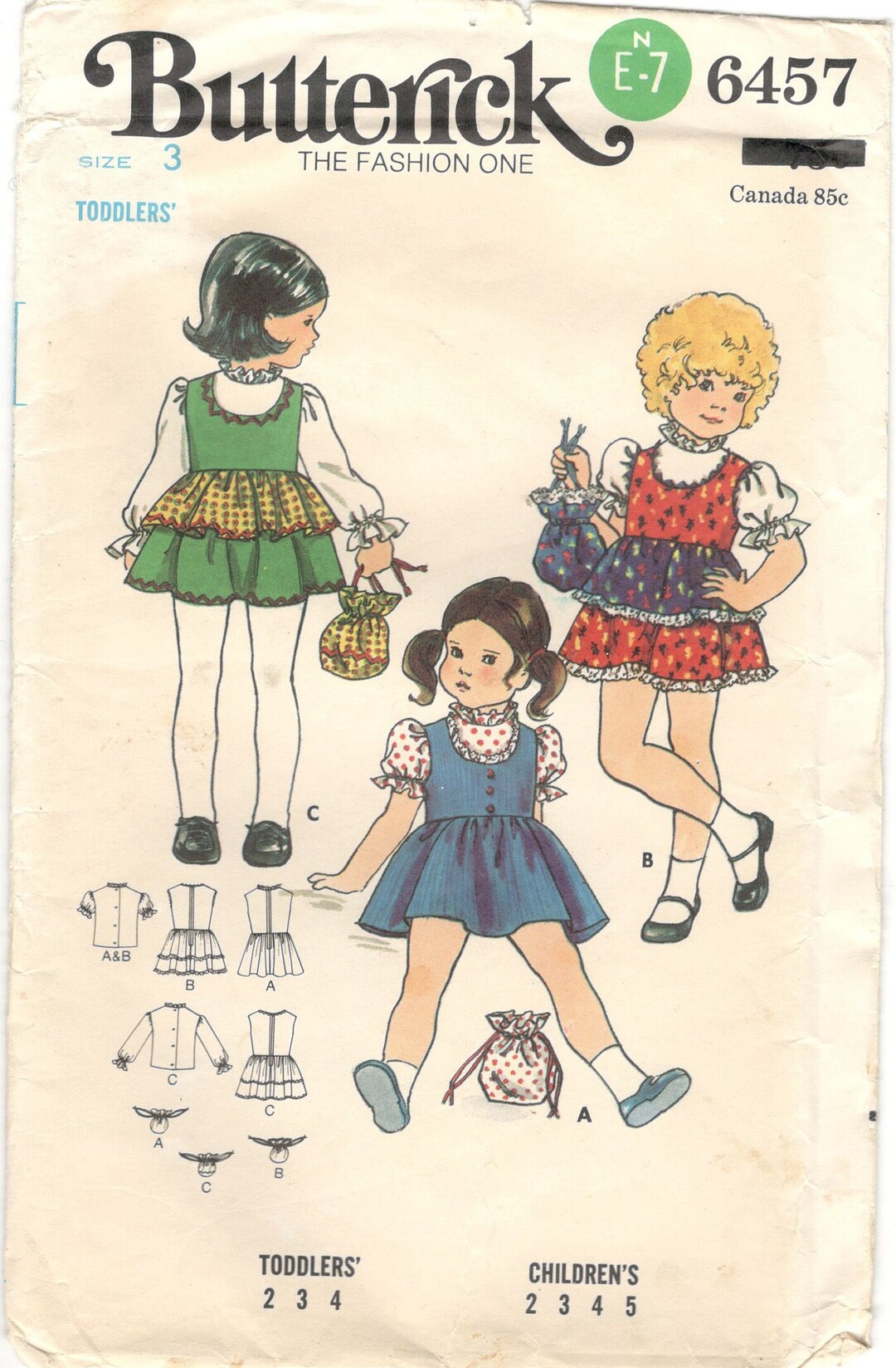 Butterick 6457 Sewing Pattern, Toddler's & Children's Jumper, Blouse ...