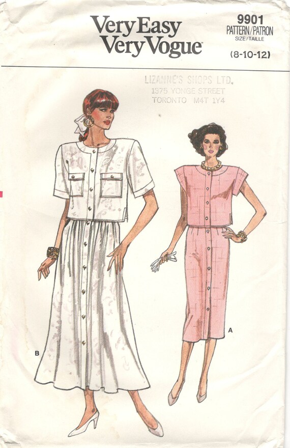 Vogue 9901 Sewing Pattern Misses' Top and Skirt. Size | Etsy