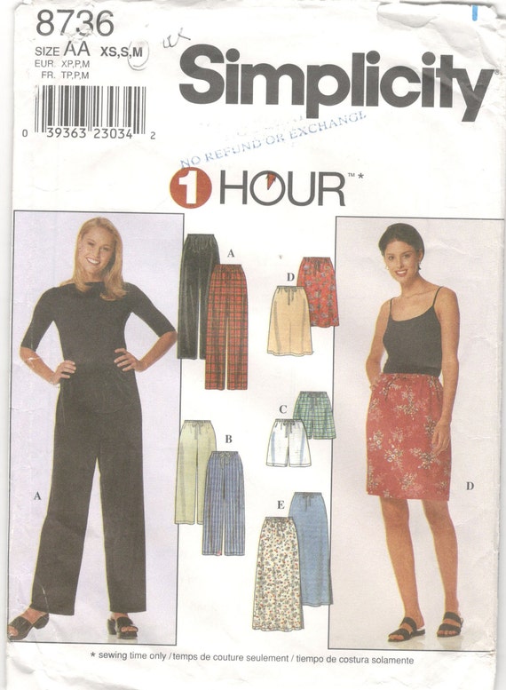 Simplicity 8736 Sewing Pattern Misses' Pants or Shorts - Etsy