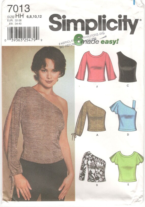 Simplicity 7013 Sewing Pattern Misses Knit Tops One Sleeve | Etsy