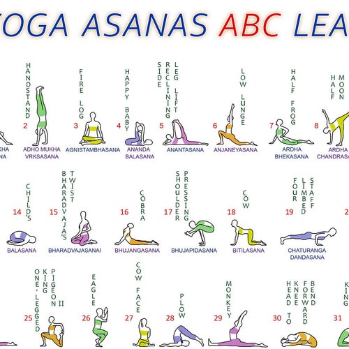 Yoga Asanas Postures for Exercise & Wellbeing and as | Etsy