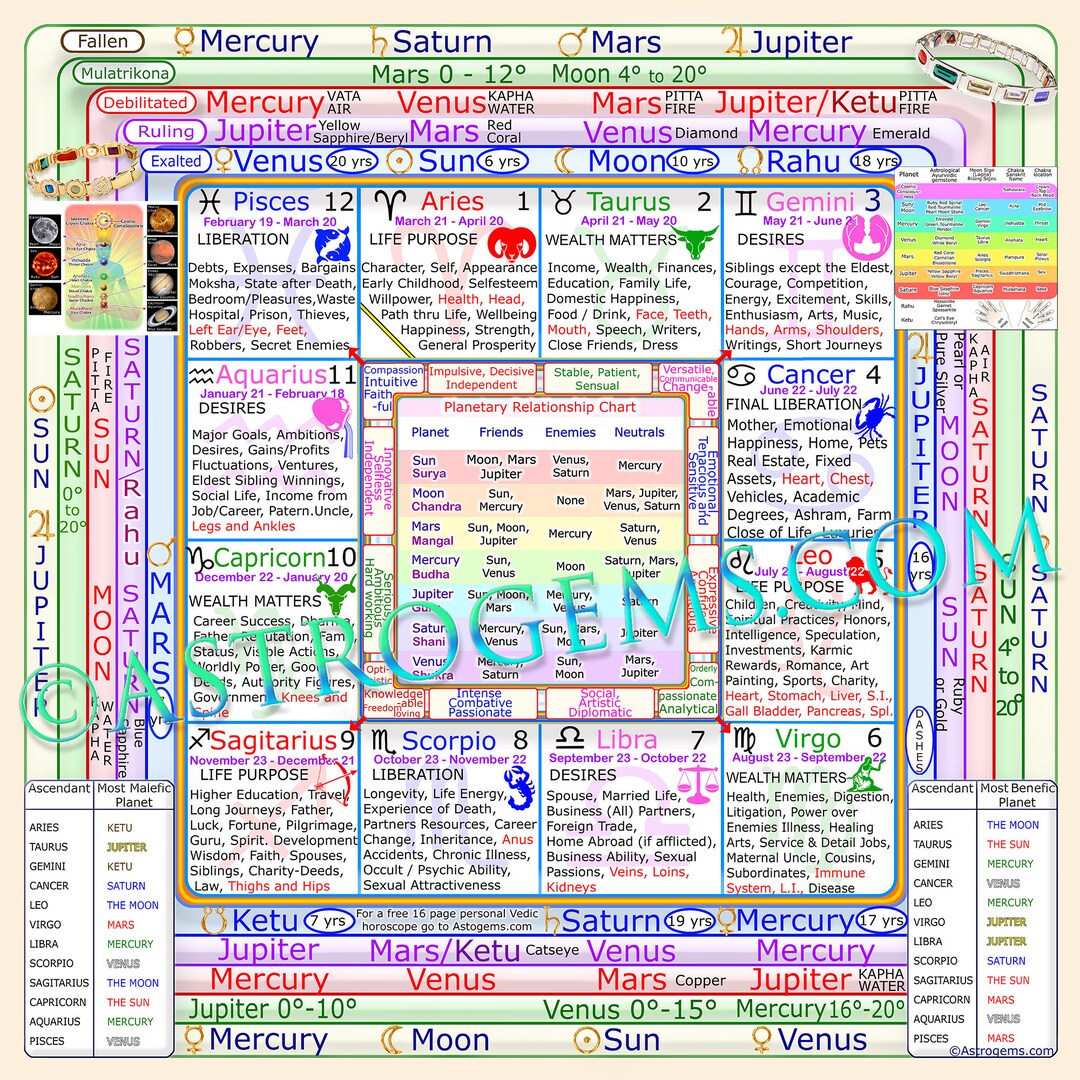 Vedic Astrology Horoscope Reading & Practice Chart. Professionally ...