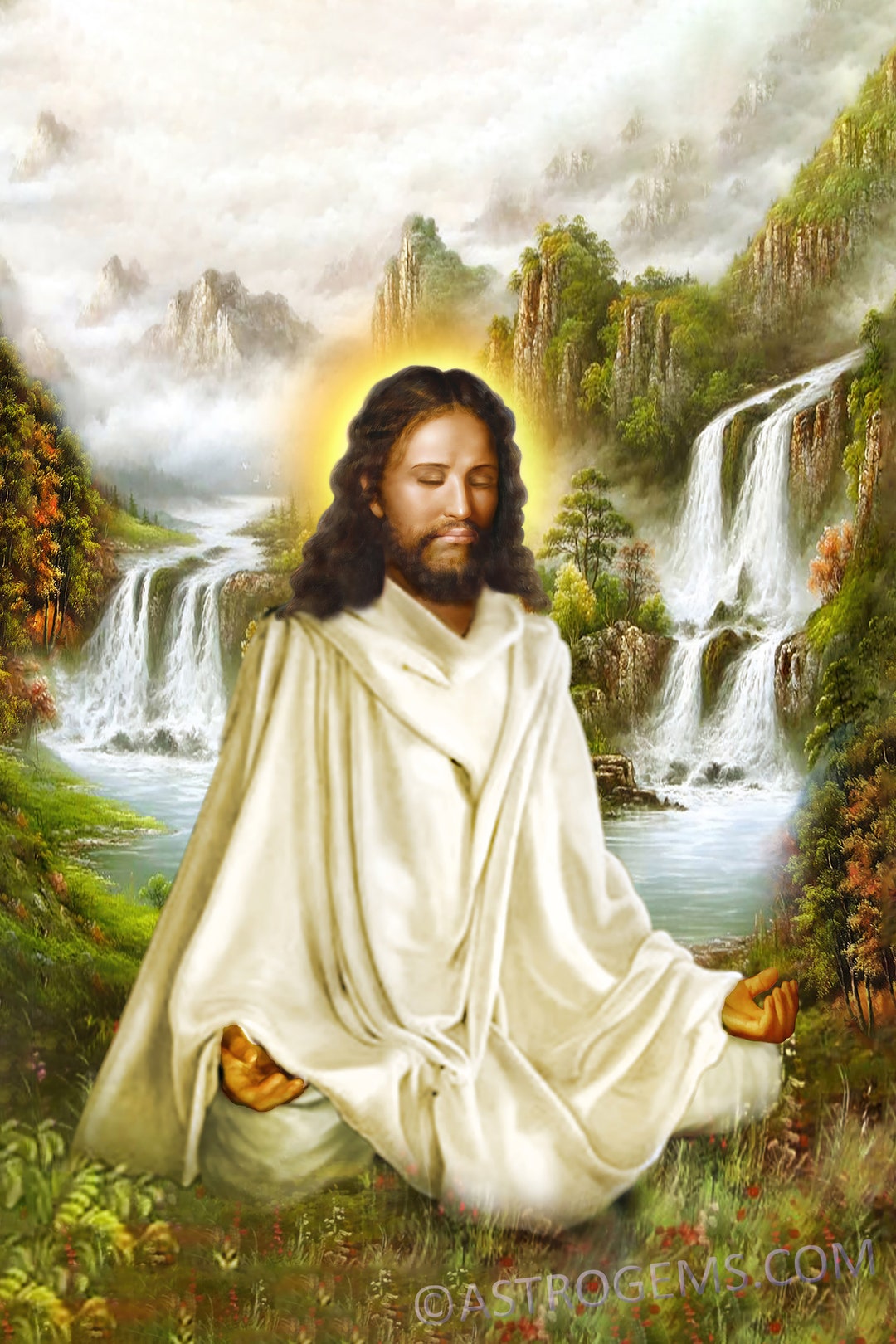 Jesus Christ Meditating in Nature. Fine Art Print on Professional ...