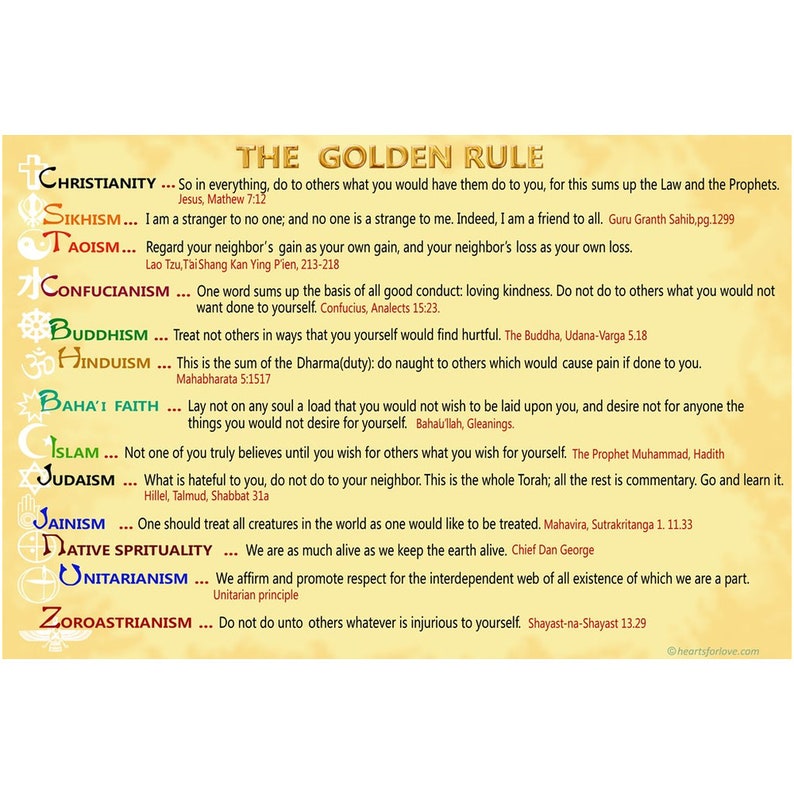 The Golden Rule of Religions. Professional Print - Etsy