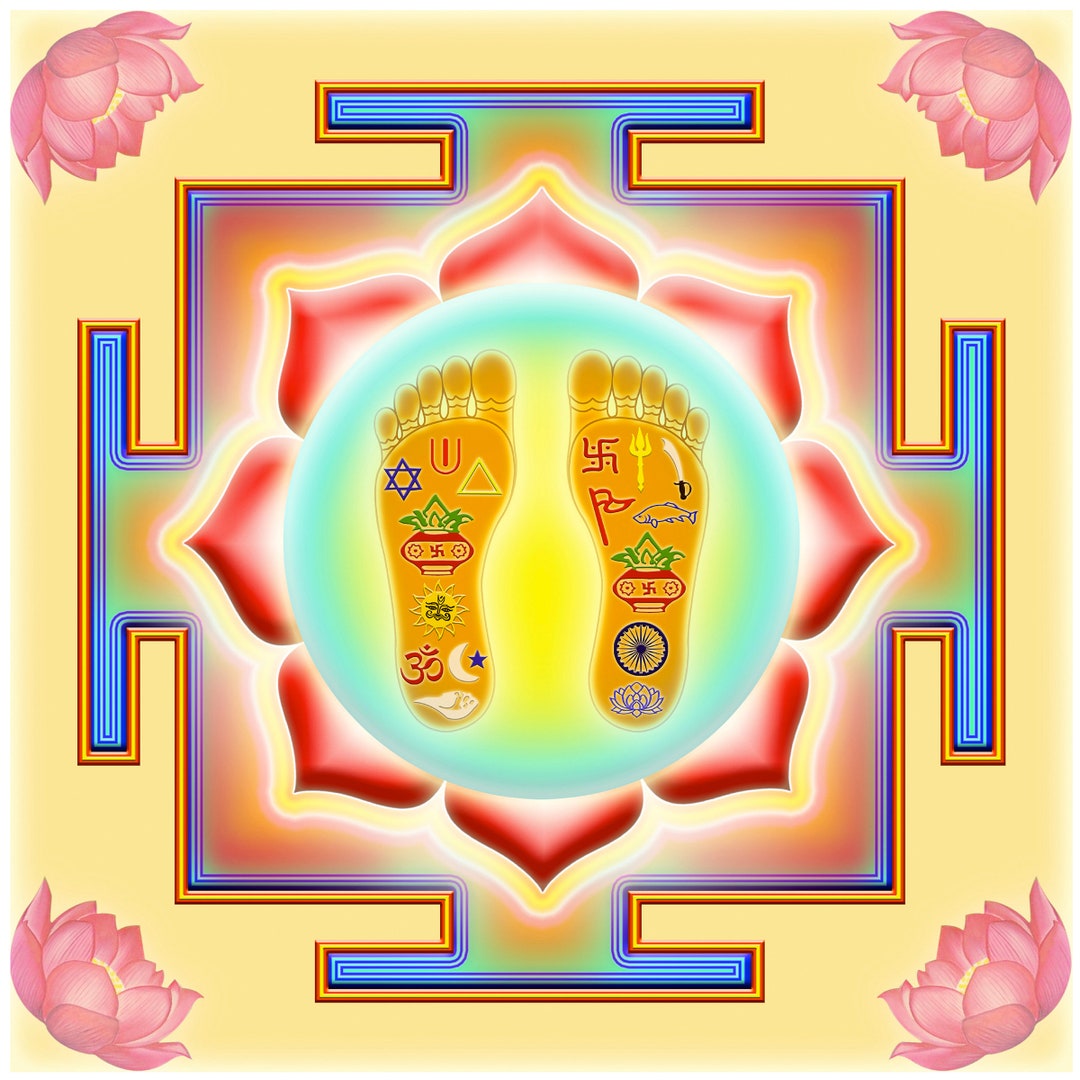 Shree Lakshmi Charan Sacred Geometry Yantra. Wrapped Canvas Print ...