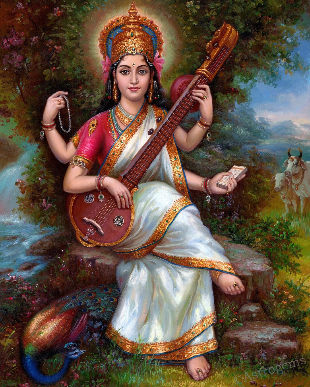 Goddess Saraswati, Fine Art Print. Larger Formats Professional Prints ...