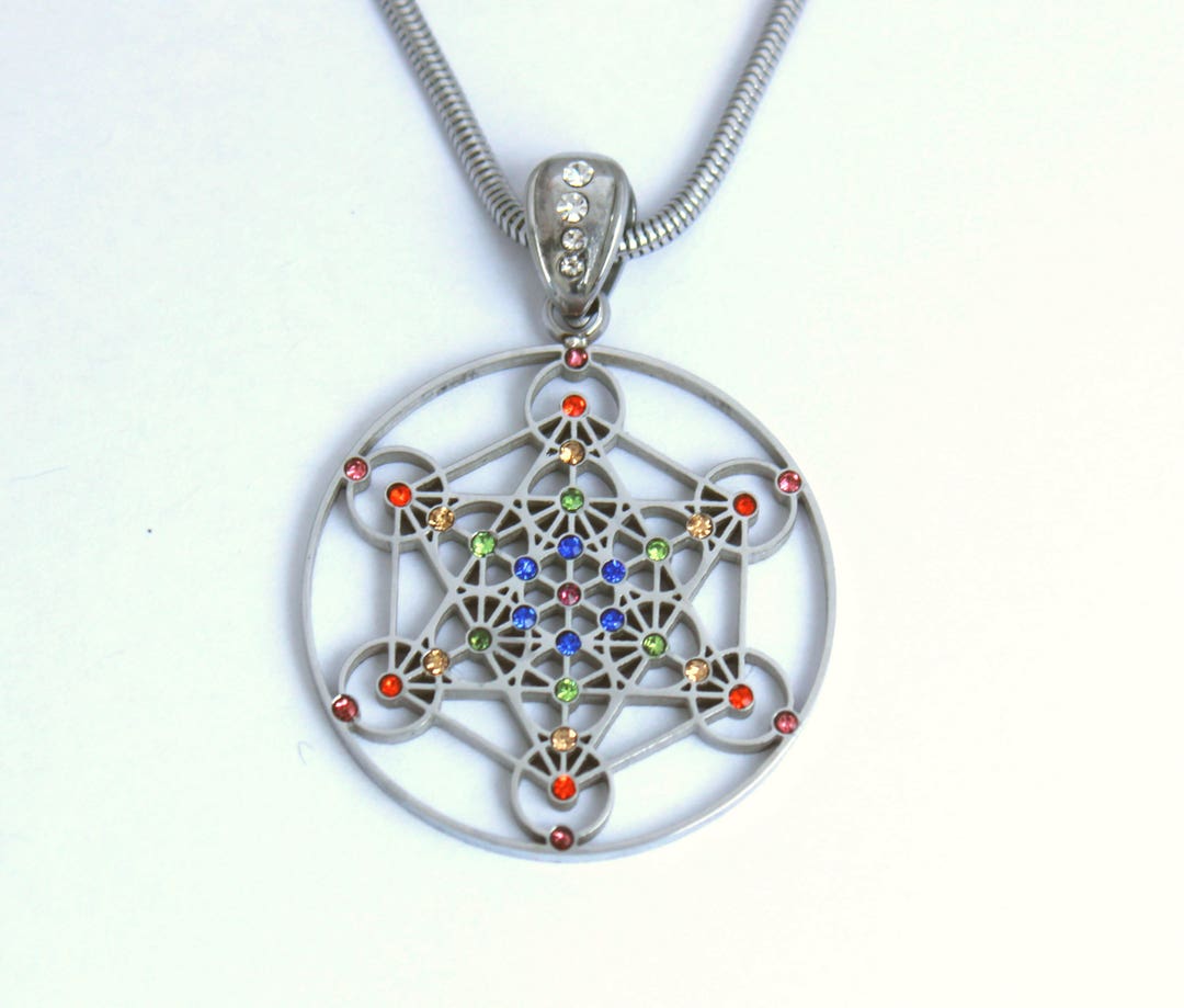 Silver Metatron Pendant With Multi-colored Gemstones - Etsy