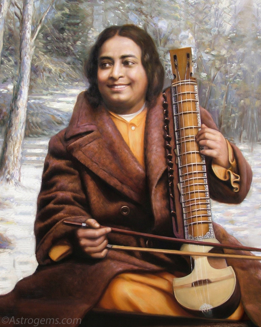 Paramahansa Yogananda Playing Music on the Esraj String Instrument ...