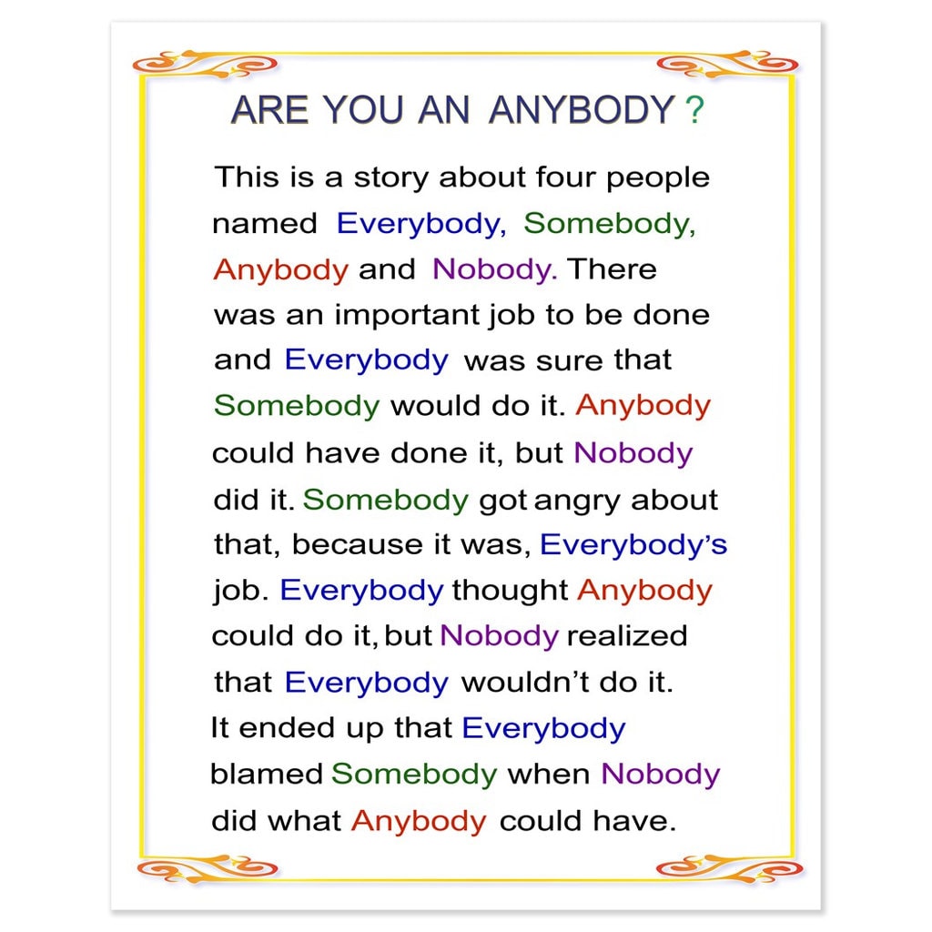 Inspirational and Educational Story About Everybody Anybody | Etsy