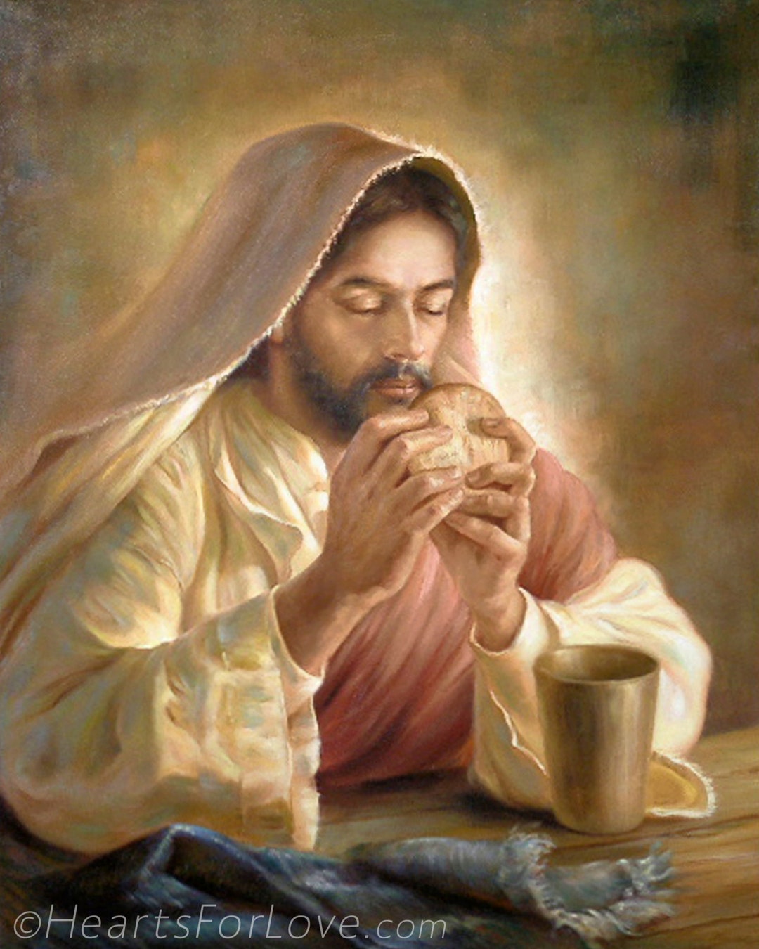 Jesus in Prayer Over Food thy Will Be Done Fine - Etsy