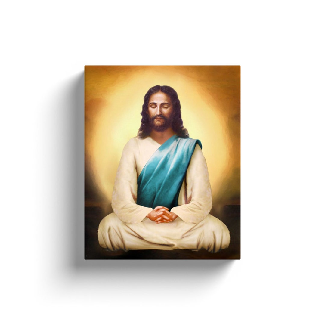 Jesus Meditating in Silence. Hearts for Love, Fine Art Canvas Wrap - Etsy