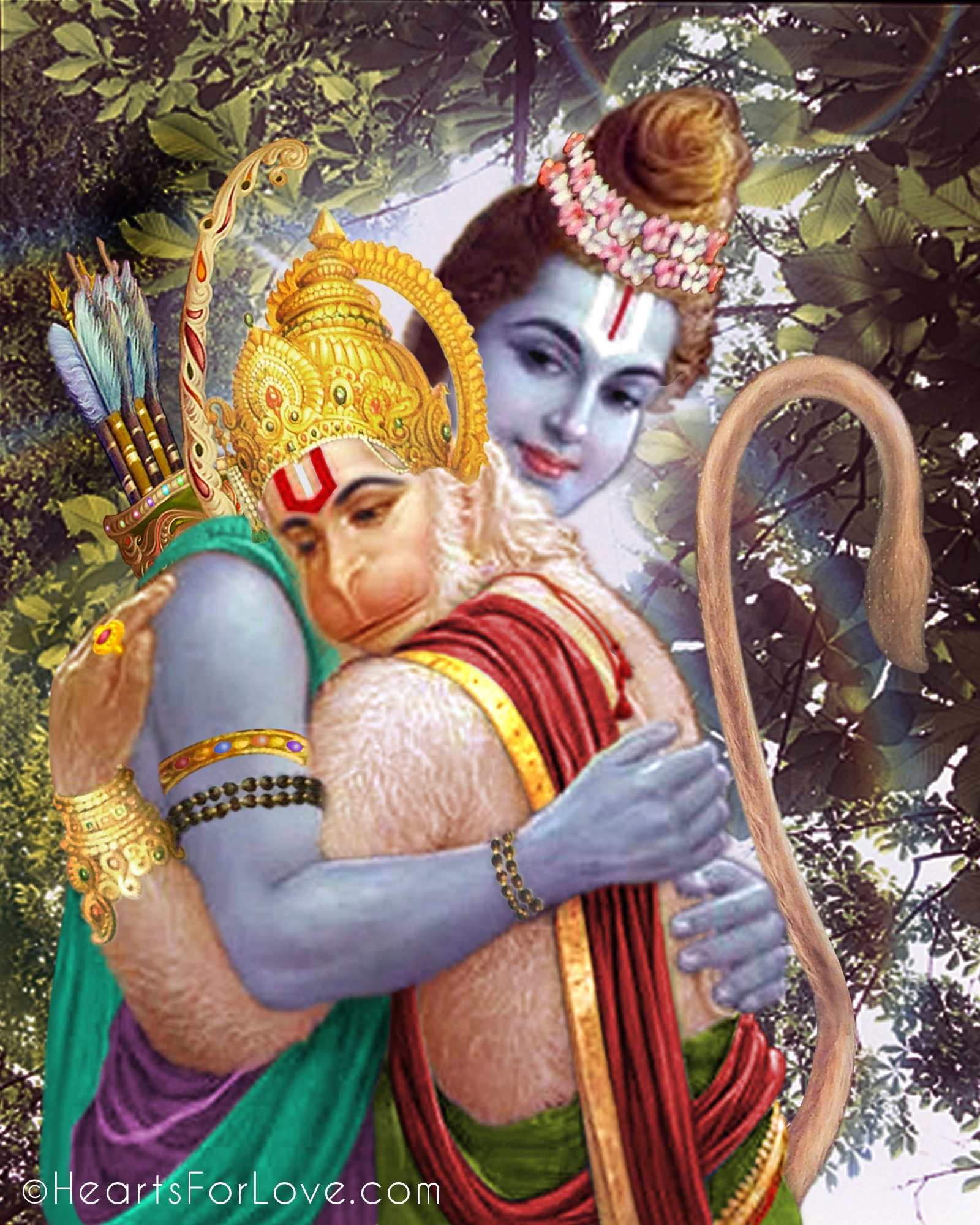 Rama and Hanuman Divinity in Action Fine Art Print 5x7 inches