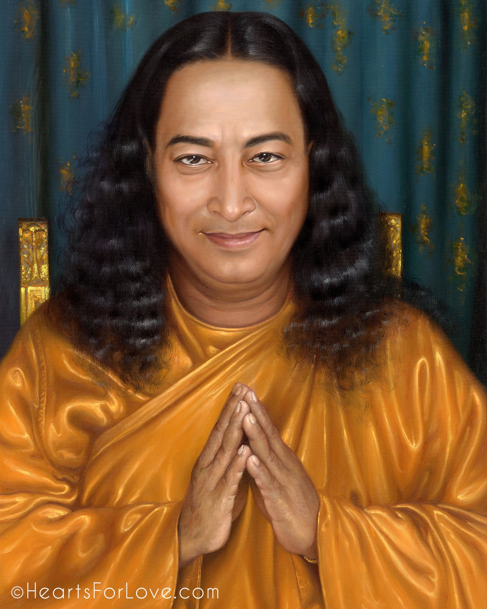 Paramahansa Yogananda Portrait, Namaste Greeting of Respect. Hearts for ...